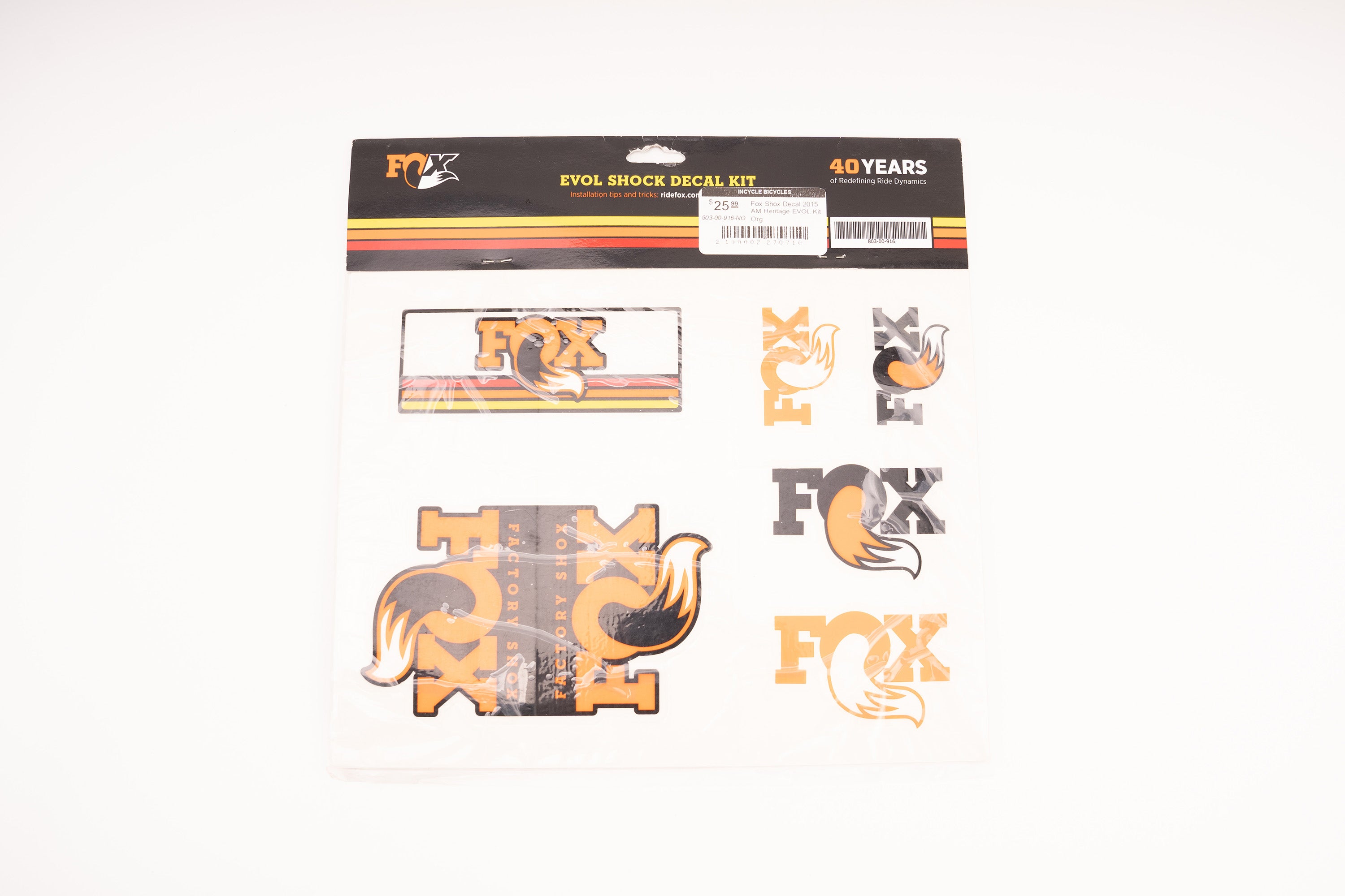 Fox Shox Decal 2015 AM Heritage EVOL Kit Org – Incycle Bicycles